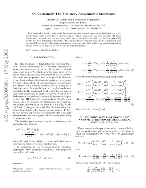 Pdf On Conformally Flat Stationary Axisymmetric Spacetimes