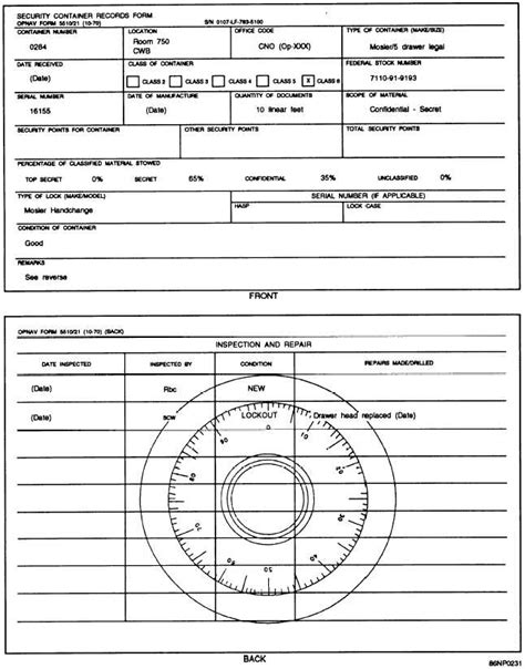 Figure 11 1 Security Container Records Form Opnav Form 5510 21 14243 223