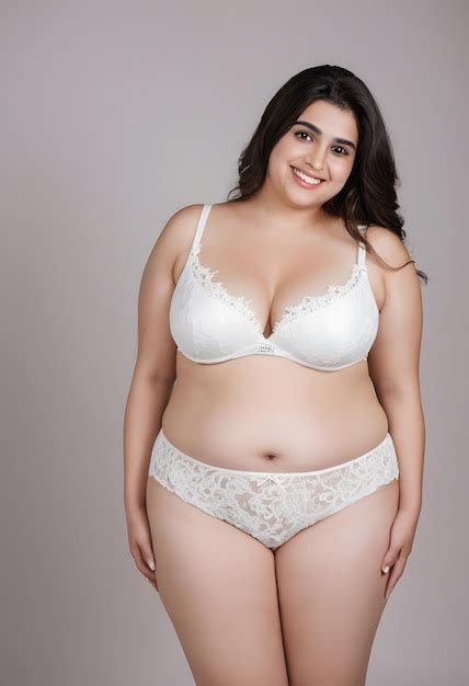 Beautiful Indian Asian Plus Size Chubby Model White Lace Lingerie