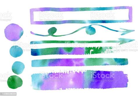 수채화 화살표 자유형 그리기 큰 세트 녹색 파란색 청록색 보라색 화살표 얼룩 프레임 요소 인포그래픽 카탈로그 배경 0명에 대한 스톡 벡터 아트 및 기타 이미지 Istock