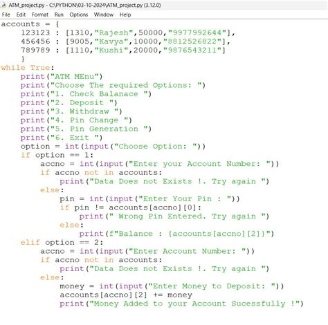 Kavyanjali Jakke On Linkedin Python Programming Atmsimulation Coding Banking
