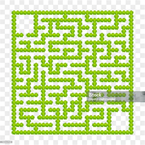 정원 덤불의 광장 미로 아이들을위한 게임 아이들을위한 퍼즐 입구 1개 출구 1개 미로 수수께끼 플랫 벡터 그림입니다 투명한 배경에 이미지에 대한 장소와 함께 0명에 대한