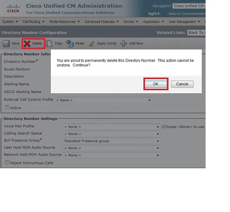 Callmanager 11x Delete Unassigned Directory Numbers Configuration Example Cisco