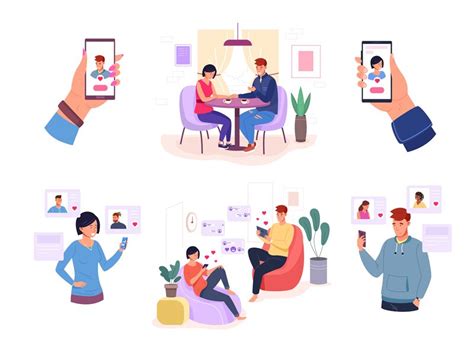 Couple Using Dating App Man And Woman Use Mobile Phone Online Date Ap By Smartstartstocker