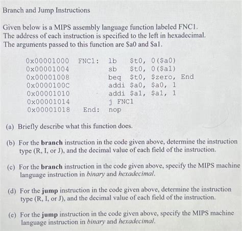 Solved Branch And Jump Instructions Given Below Is A Mips