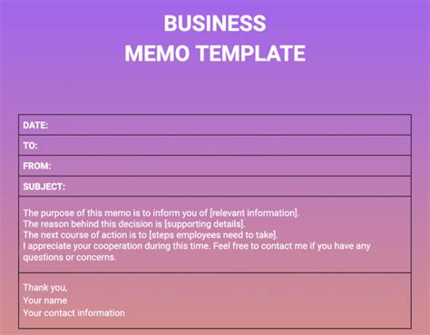 How To Write A Business Memo