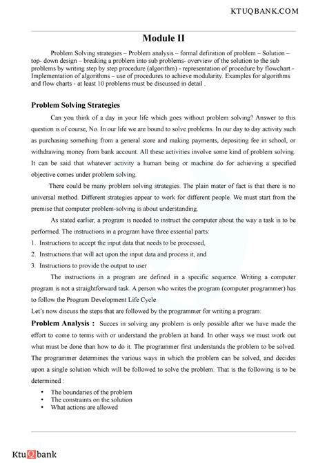 ICPS Module 2 PDF Ktu Qbank Module II Problem Solving Strategies 3