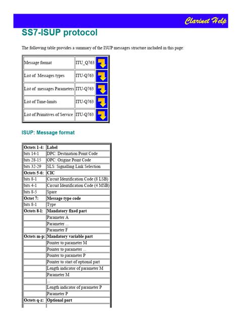 Protocol Ss7 Isup Message Type Pdf Communication Data Transmission