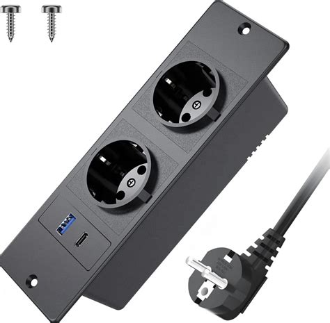 Table Socket With Usb C Pd 20 W Built In Socket 2 Sockets With Usb A Built In Power Strip For