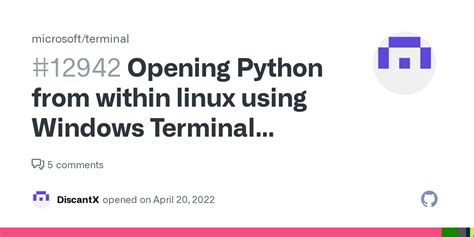 Opening Python From Within Linux Using Windows Terminal Command Line Arguments Causes It To Use