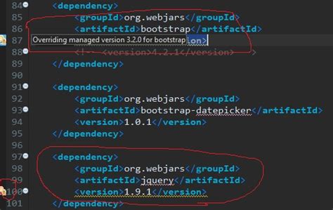 Java Overriding Managed Version 320 For Bootstrap When Put Stack