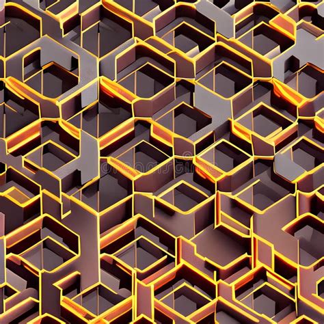 A Repeating Pattern Of Interlocking Hexagons In Shades Of Orange And Pink2 Generative Ai Stock