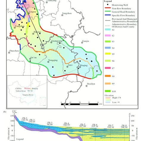 A Location Of Study Area B Hydrogeological Profile In Study Area