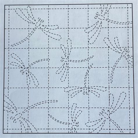 Sashiko Dragonfly Preprinted Sashiko Cloth 31cm Square Preprinted Cotton Cloth To Stitch See
