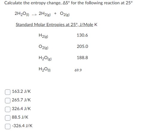 Solved Calculate the entropy change ΔS for the following Chegg