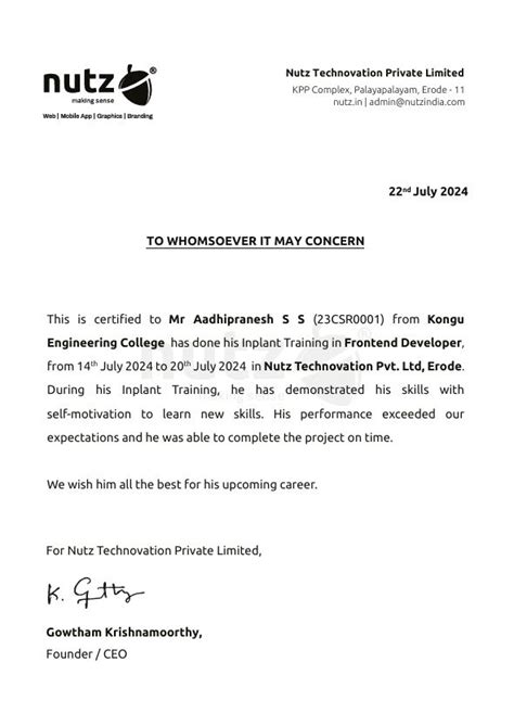 Aadhi Pranesh S S On Linkedin Inplanttraining Frontenddeveloper Learningjourney Careergrowth