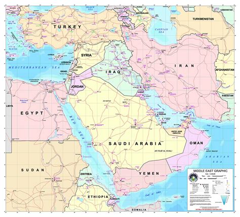 Large Detailed Graphic Map Of The Middle East With Roads And All Hot Sex Picture