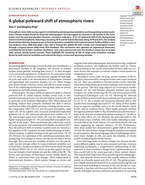 Pdf A Global Poleward Shift Of Atmospheric Rivers
