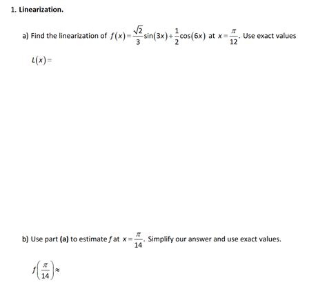 Solved Linearization A Find The Linearization Of Chegg Com