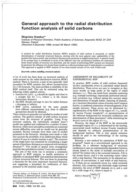 Pdf General Approach To The Radial Distribution Function Analysis Of Solid Carbons