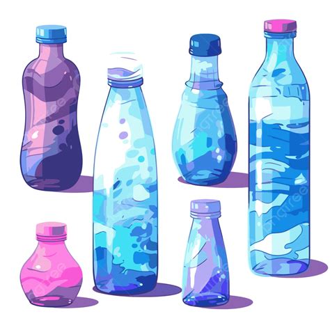 생수 벡터 다양 한 디자인 만화와 물병의 스티커 클립 아트 세트 상표 클립 아트 Png 일러스트 및 벡터 에 대한 무료 다운로드 Pngtree