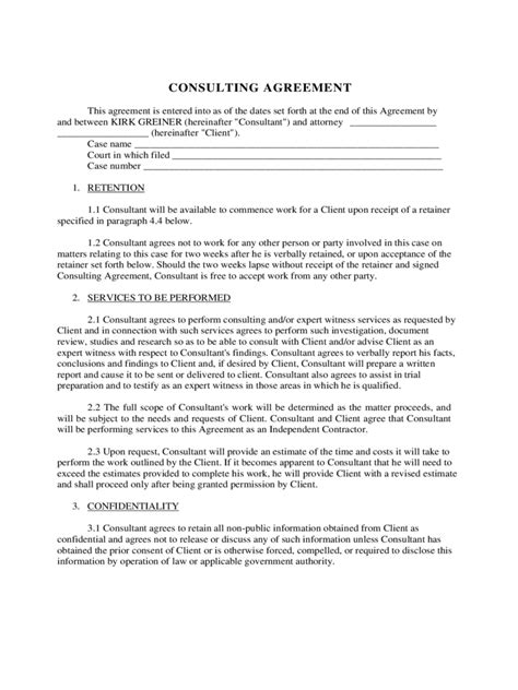 Consultant Agreement Template 8 Free Templates In PDF Word Excel Download