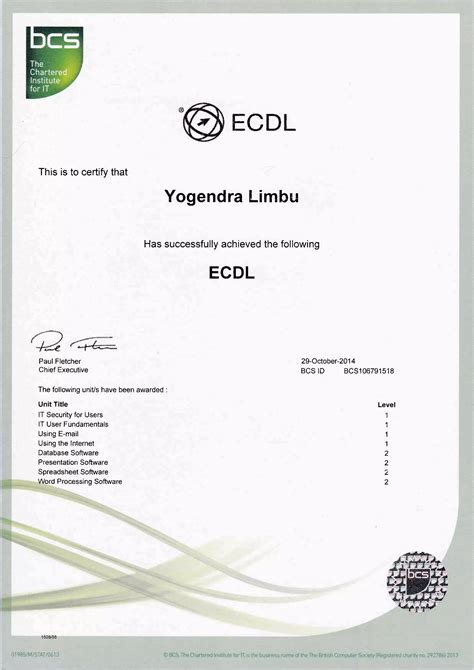 Yogendra Limbu Ecdl Certificate Pdf