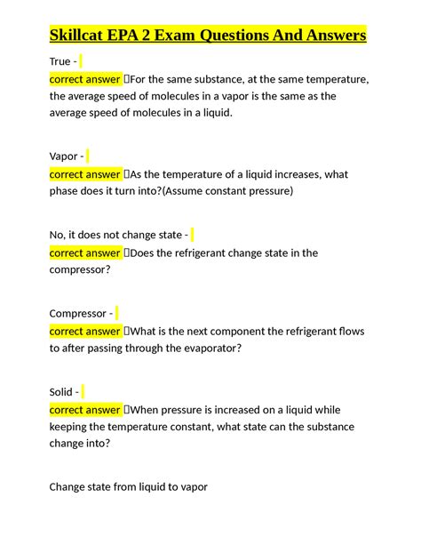Skillcat Epa 2 Exam Questions And Answers Exams Engineering Docsity