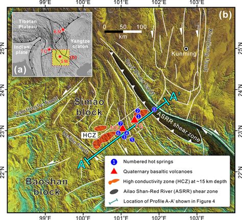 A Map Showing The Southeast Tibetan Plateau Margin Red Star Symbols