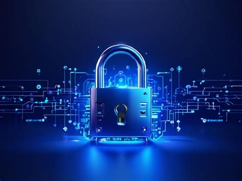 Digital Padlock For Computing System On Dark Blue Background Cyber Security Technology For Fraud