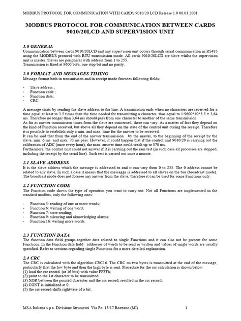 Modbus Protocol Cu9010 9020 Eng Download Free Pdf Computer