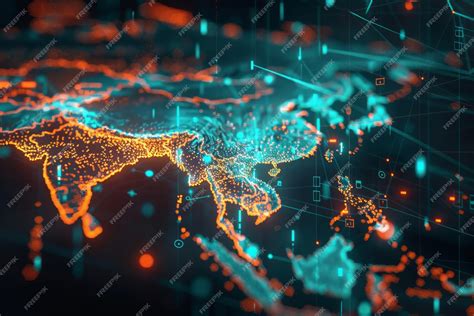 Hightech World Map With Data Points Premium Ai Generated Image