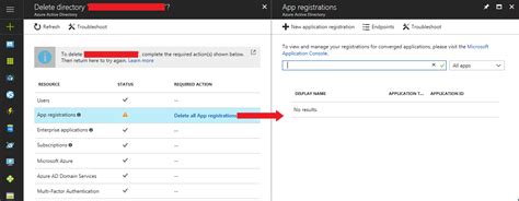 deleting azure active directory returns delete all app registrations