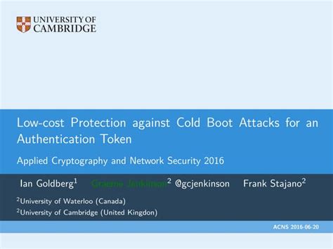Low Cost Protection Against Cold Boot Attacks For An Authentication Token Pdf