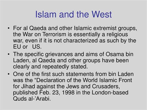 Ppt Understanding The Clash Islam And The West In The Context Of