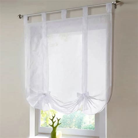 주방 창 커튼 짧은 로마 커튼 리본 흰색 얇은 명주 그물 직물 깎아 지른 패널 도어 커튼 창 트리 트먼트 Voile커튼 Aliexpress