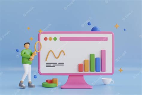premium photo 3d computer with charts and graph analysis business