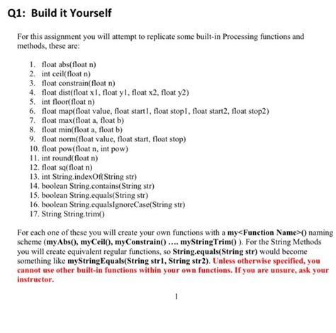 Solved Q1 Build It Yourself For This Assignment You Will
