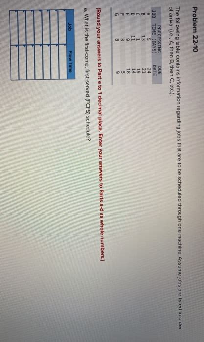 solved problem 22 10 the following table contains