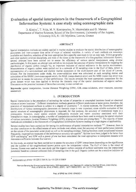 Pdf Evaluation Of Spatial Interpolators In The Framework Of A Geographical Information System
