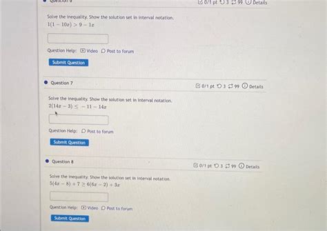 Solved Convert −3 ∞ To Inequality Notation Use The
