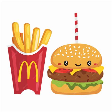 Premium Vector A Drawing Of A Hamburger And A Mcdonalds Container