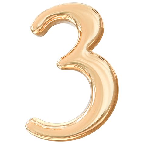 3d Number 3 Golden 11297485 Png