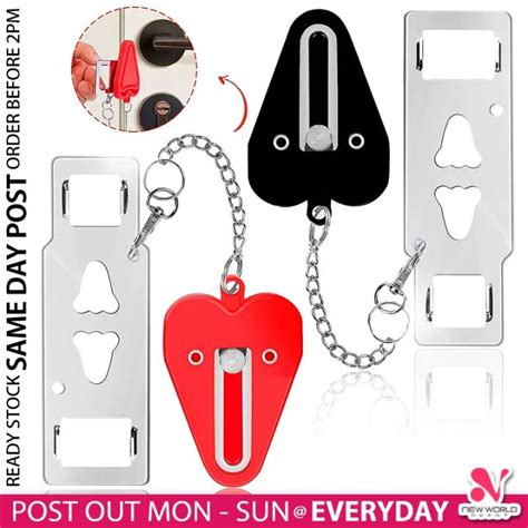 𝗔𝗡𝗧𝗜 𝗕𝗥𝗘𝗔𝗖𝗛 》portable Door Lock Hotel Apartment Home Security Safety Locks Doors Jammer Travel