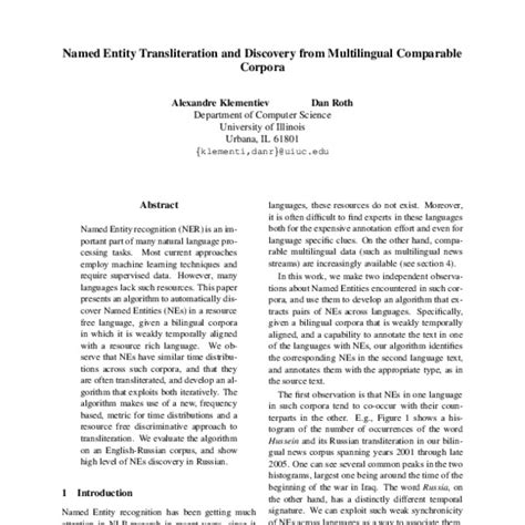 Named Entity Transliteration And Discovery From Multilingual Comparable