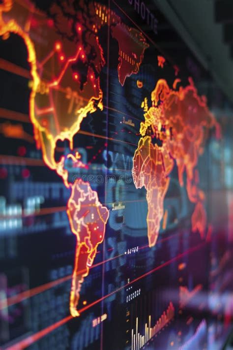 Global Financial Markets Digital Display World Map Statistics Stock