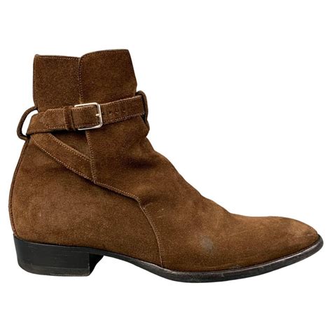 Saint Laurent Size 8 Brown Suede Belted Wyatt Jodhpur Boots At 1stdibs