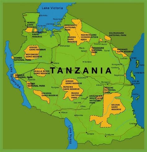 Cartina Geografica Mappa Della Tanzania In Africa