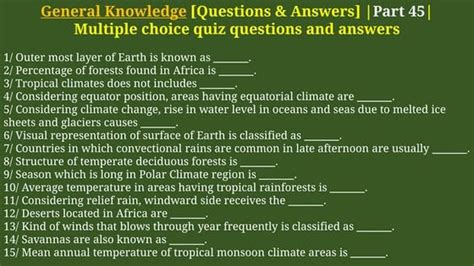 General Knowledge [questions And Answers] Part 49 Pdf Geography Science