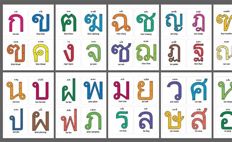 Thai Alphabet Flash Cards Learning Kor Kai Pdf Download Etsy